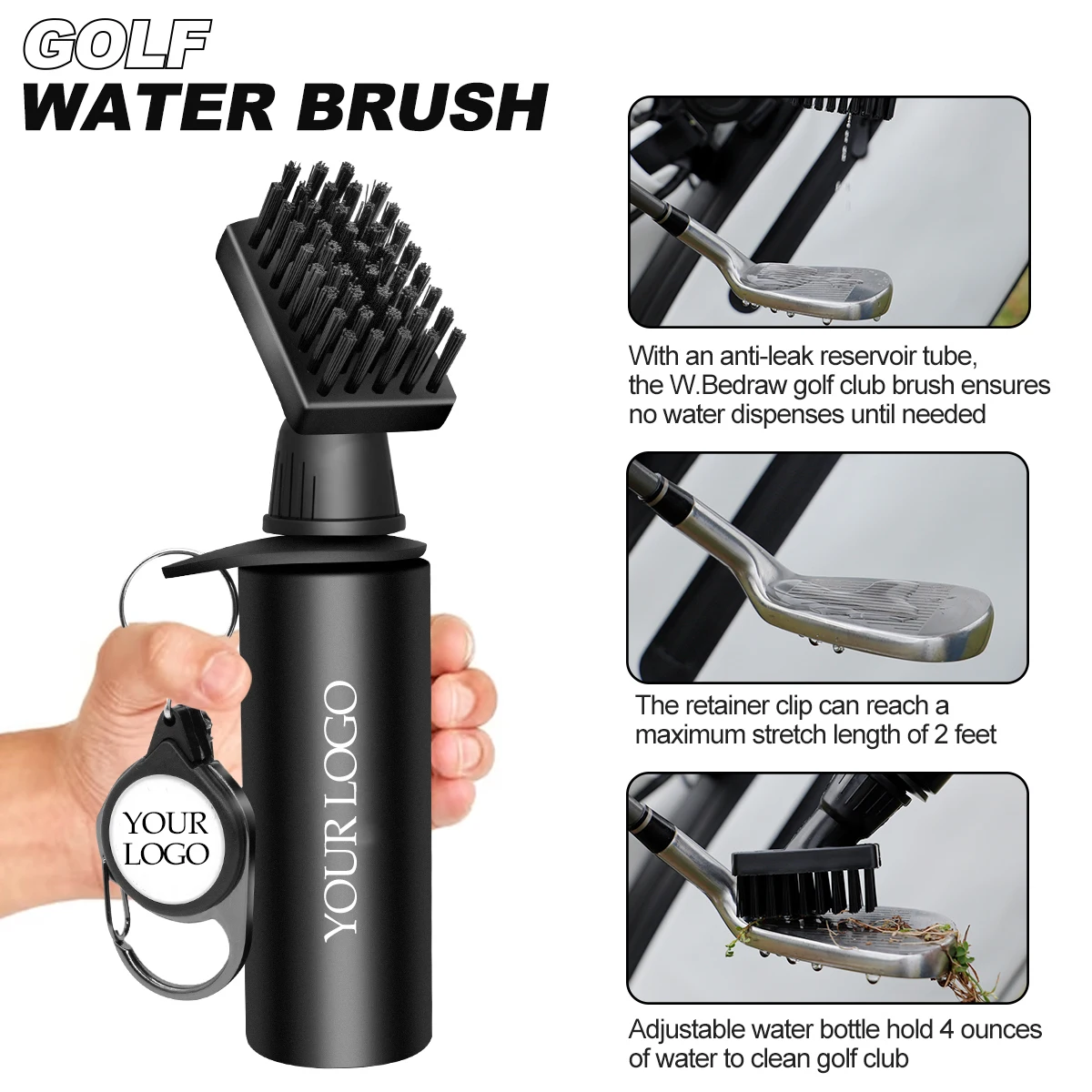 OEM Custom Logo Golf Club Brush Cleaner & Plastic Water Bottle - Ideal ...