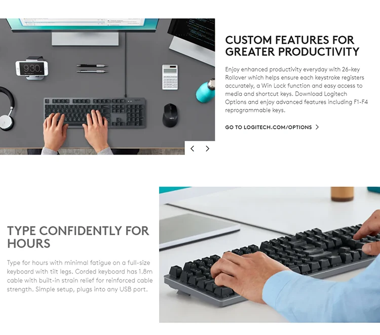 Logitech K840 Mechanical Keyboard - Full Size, RGB Backlit