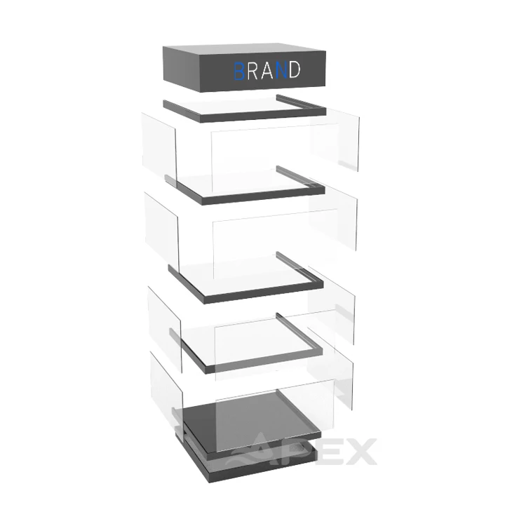 Apex Knock Down Acrylic Display Stand 5 Layers Black Frame Smoke Shop ...
