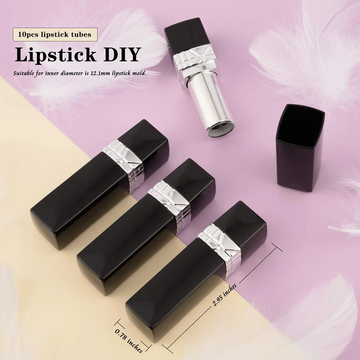 Luxury Lip Makeup Empty Lipstick Tube Square Cosmetic Plastics Lipgloss ...