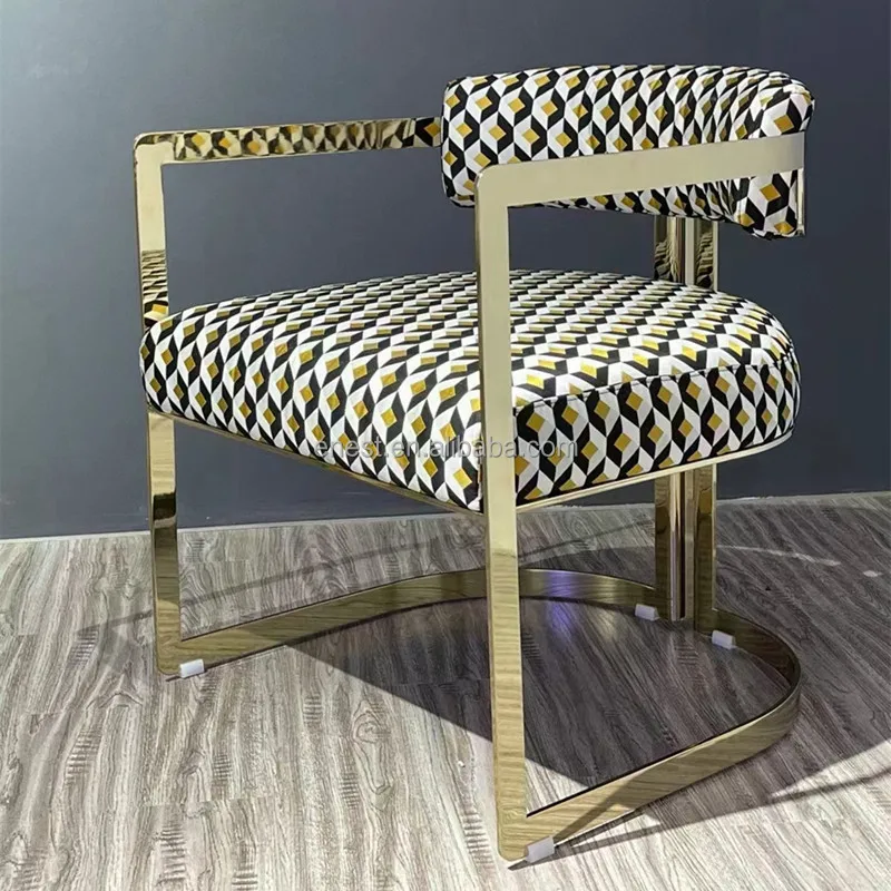 Modern Gold Stainless Steel Frame Armchair Luxury Velvet Fabric Hotel ...