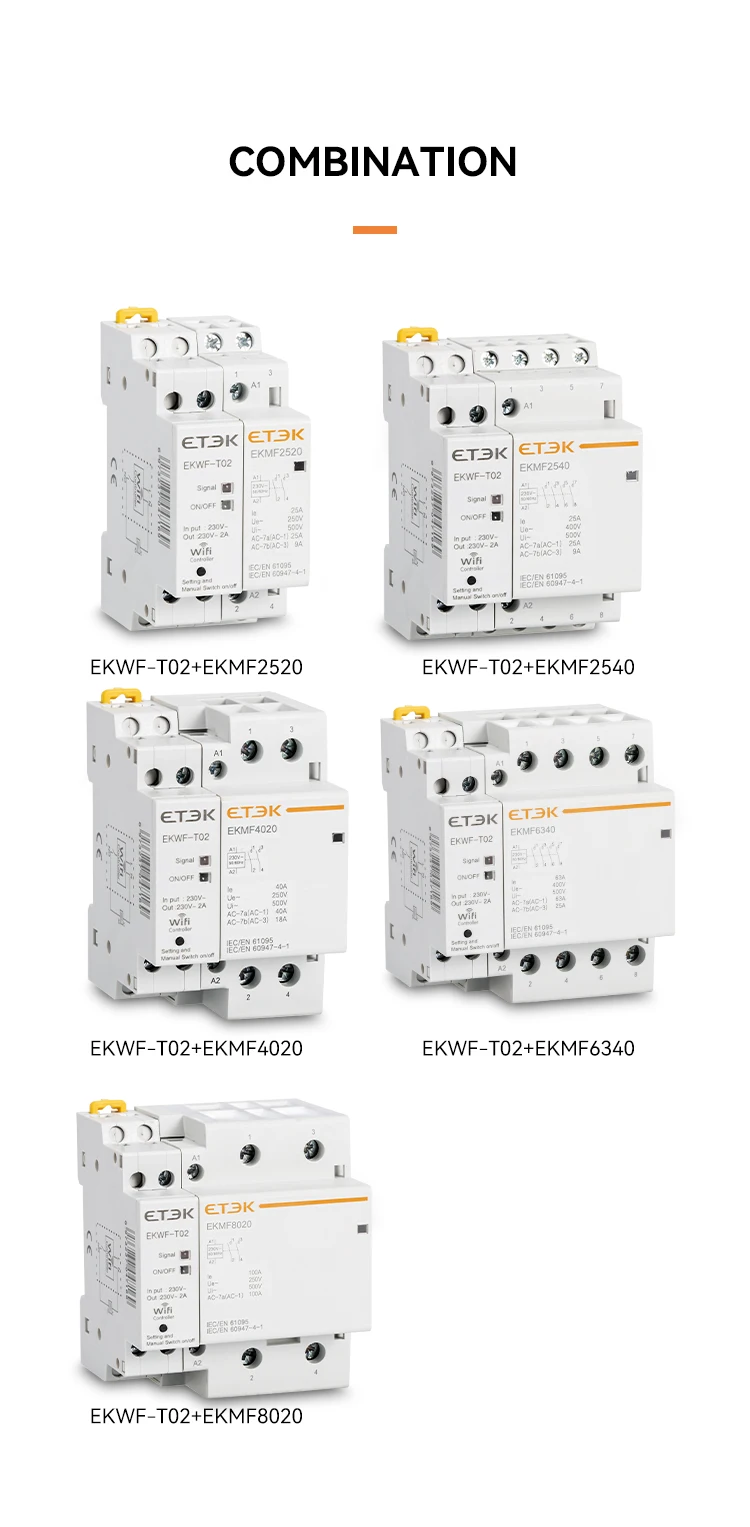Smart Modular Contactor AC 220v by ETEK - Control via TUYA APP