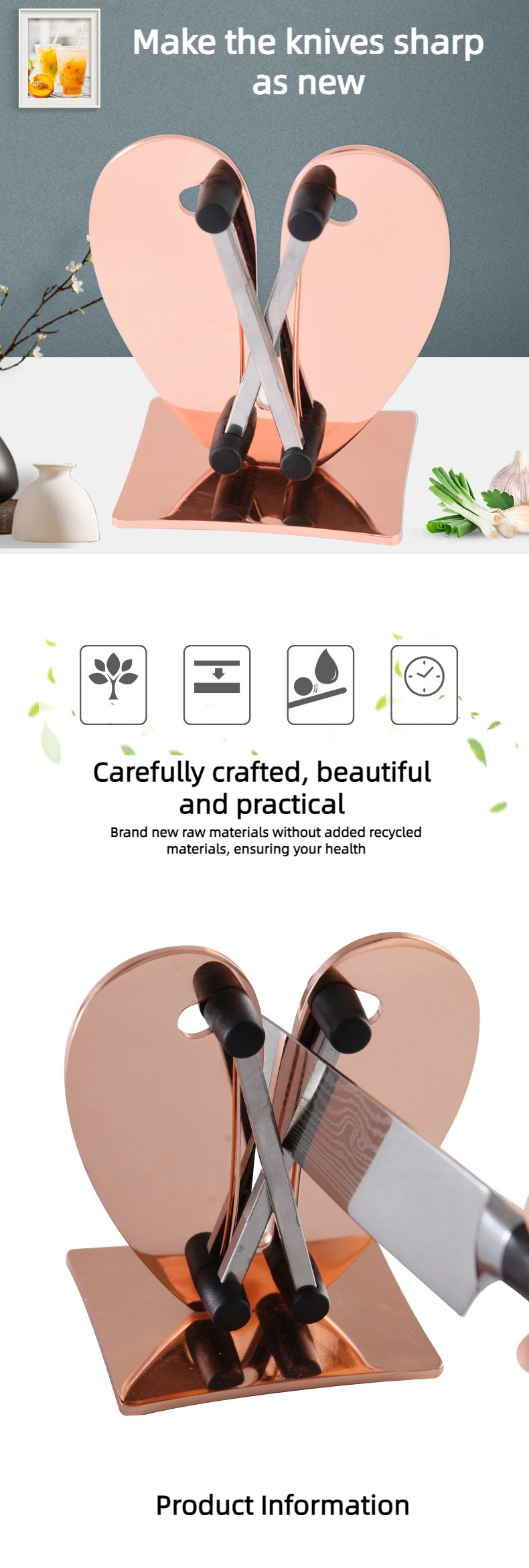 Knife Sharpener Kitchen Household Heart-shaped Stainless Steel Knife ...