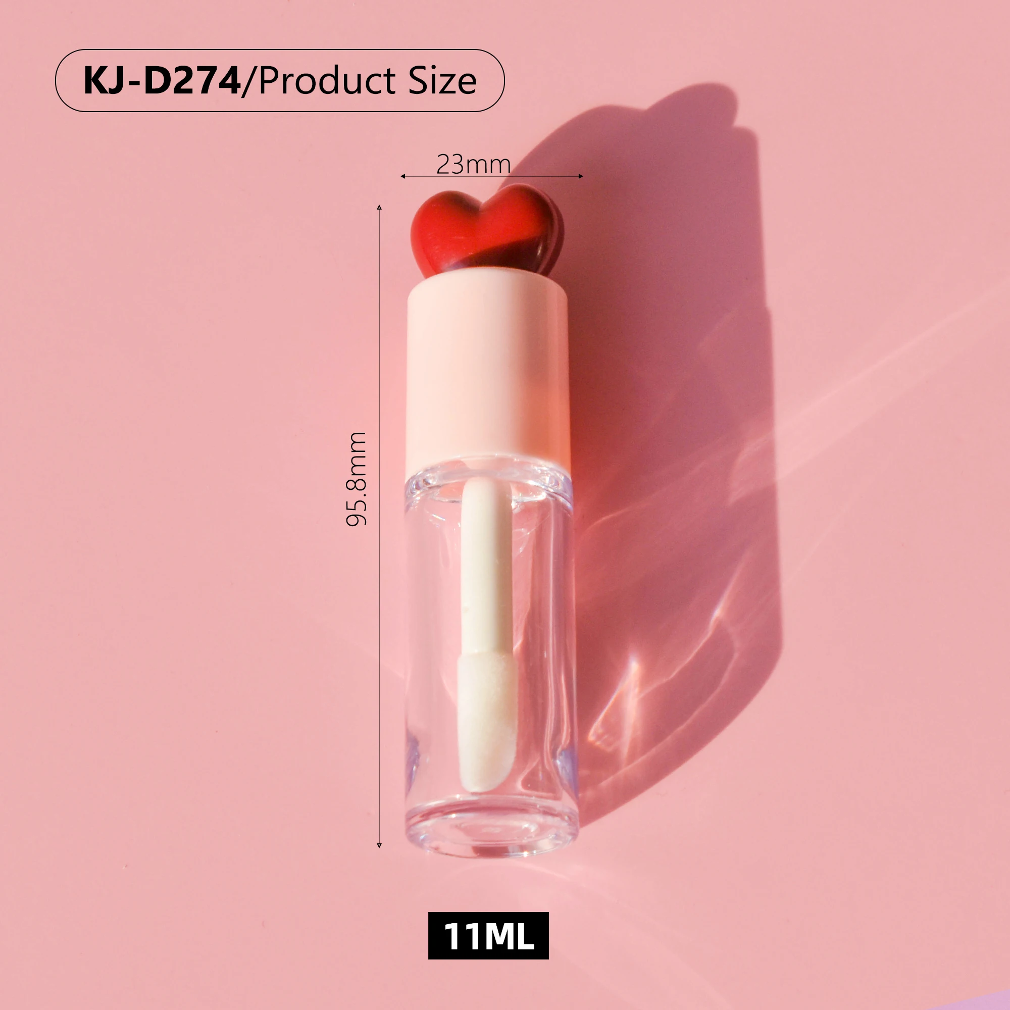 Mini Cute Kid Lip Gloss Tint Glaze Containers with Heart Wands