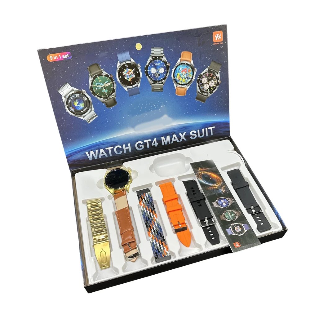 Hot GT4 max Suit Smartwatch D9-watch 4 Pro 9 in 1 Set Round Screen BT ...
