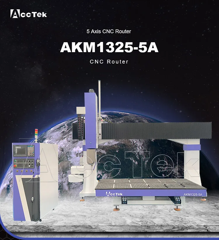 AccTek Auto Tool Changer 5 Axis Woodworking CNC Router Machine for Wood Aluminum Foam 5 Axis Atc ...