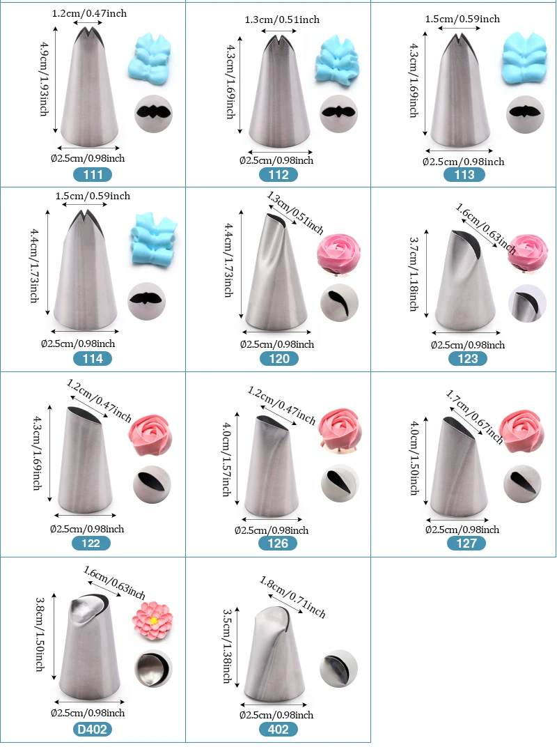 29 Shapes Cake Nozzles Set - 304 Stainless Steel Icing Tips for Cake ...