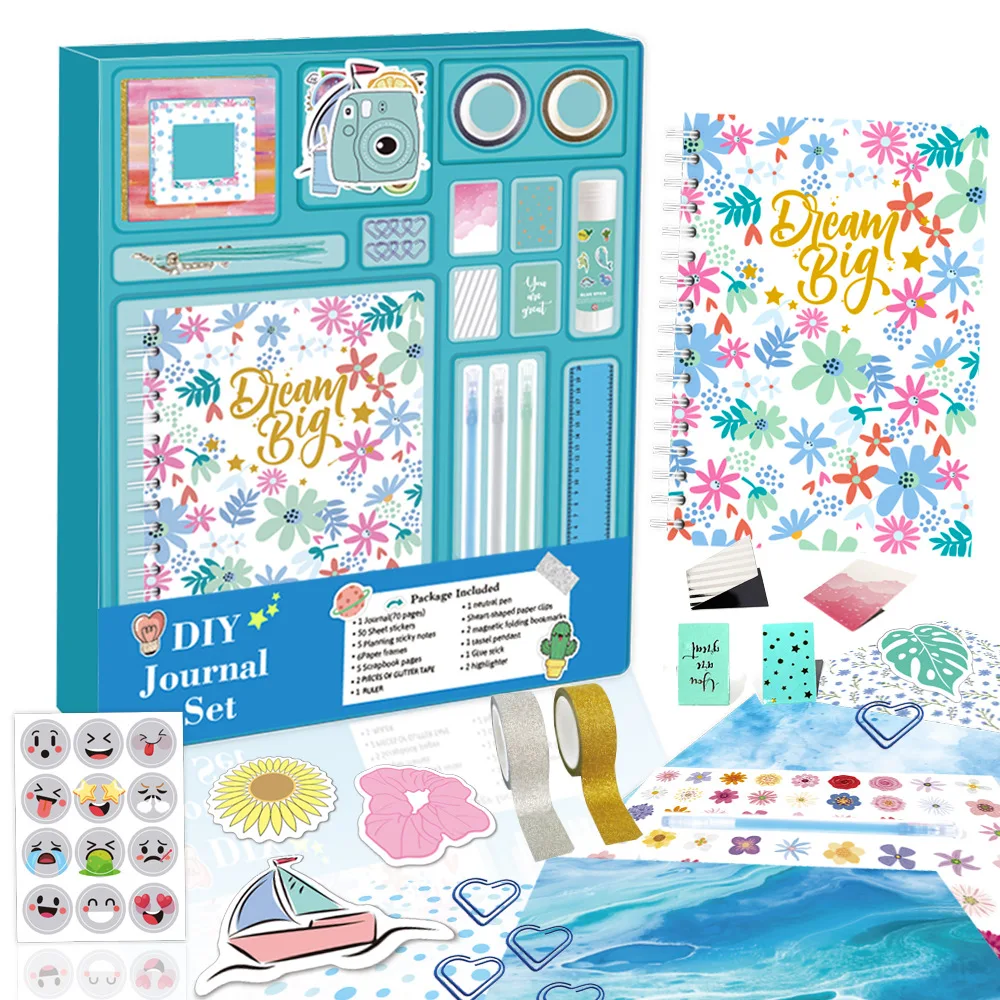 Diy Scrapbook Kit Journal Sticker Diary Notebook Pen Set For Girls ...