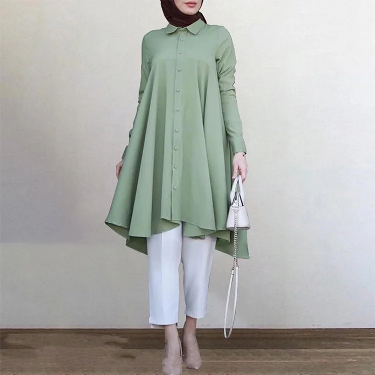 Hot Sale Islamic Clothing Women Modest Blouses Pleated Shirts Plus Size ...
