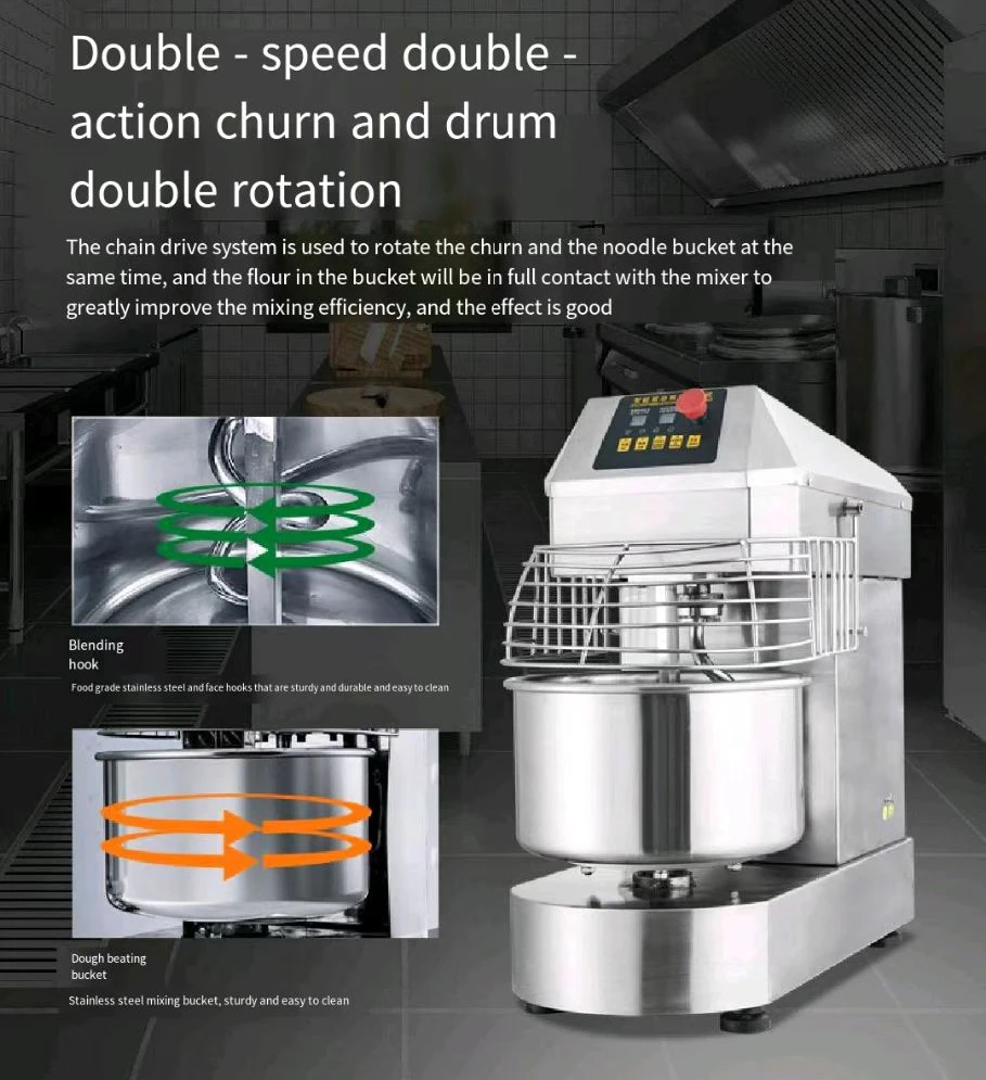 Commercial Dough Mixer Double Action Spiral Mixer/electric Stainless Steel Dough Pizze Flour ...