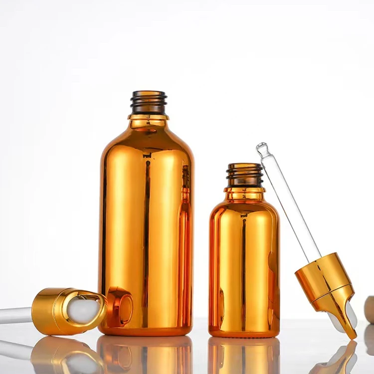 Luxury Gold Plated Glass Dropper Bottle Electroplated Gold Glass ...
