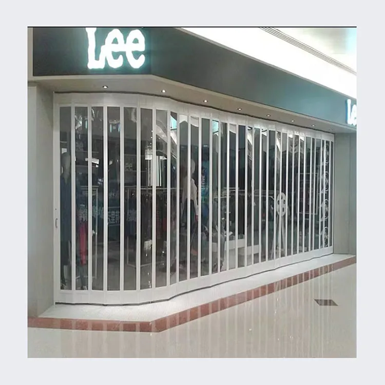 Automatic Clear Crystal PVC Folding Door Shopfront Polycarbonate ...