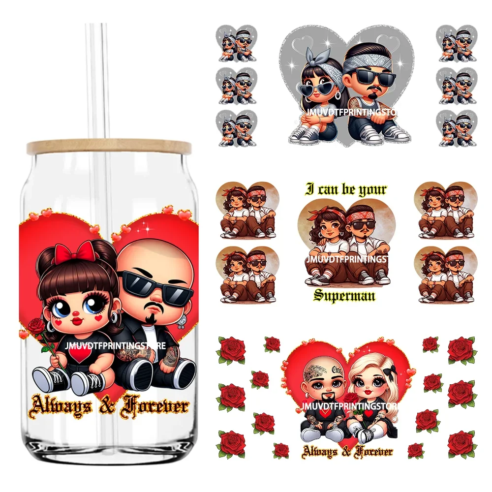Old School Cholo Couple Uv Dtf Sticker For 16oz Libbey Glass Cup Can ...