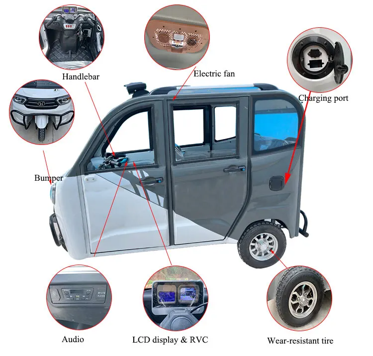 Fully Enclosed 3 Wheel Electric Vehicle with Solar Power