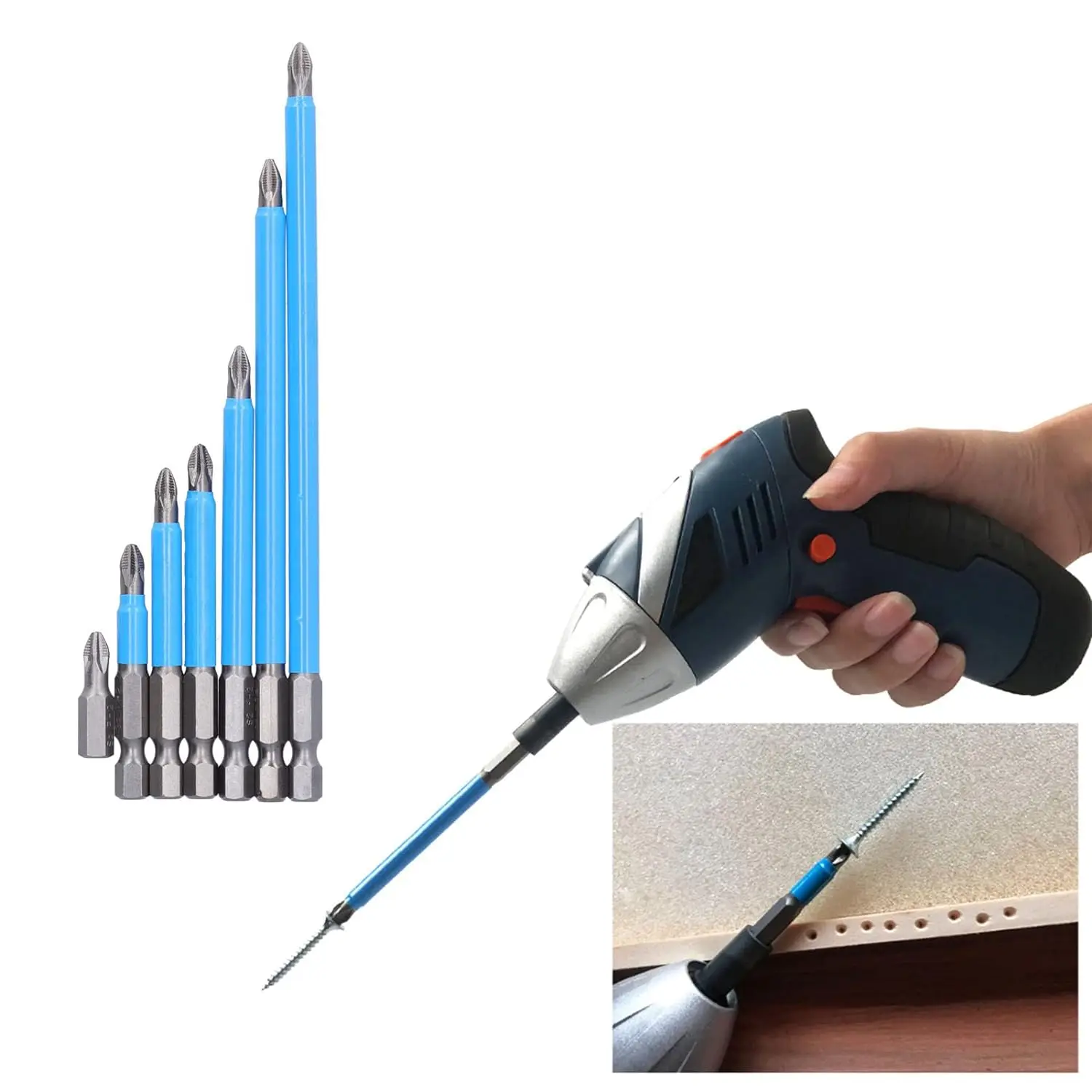 Hex Shank Ratchet Screwdriver Bits Set Precision Cross Slot Non Slip ...