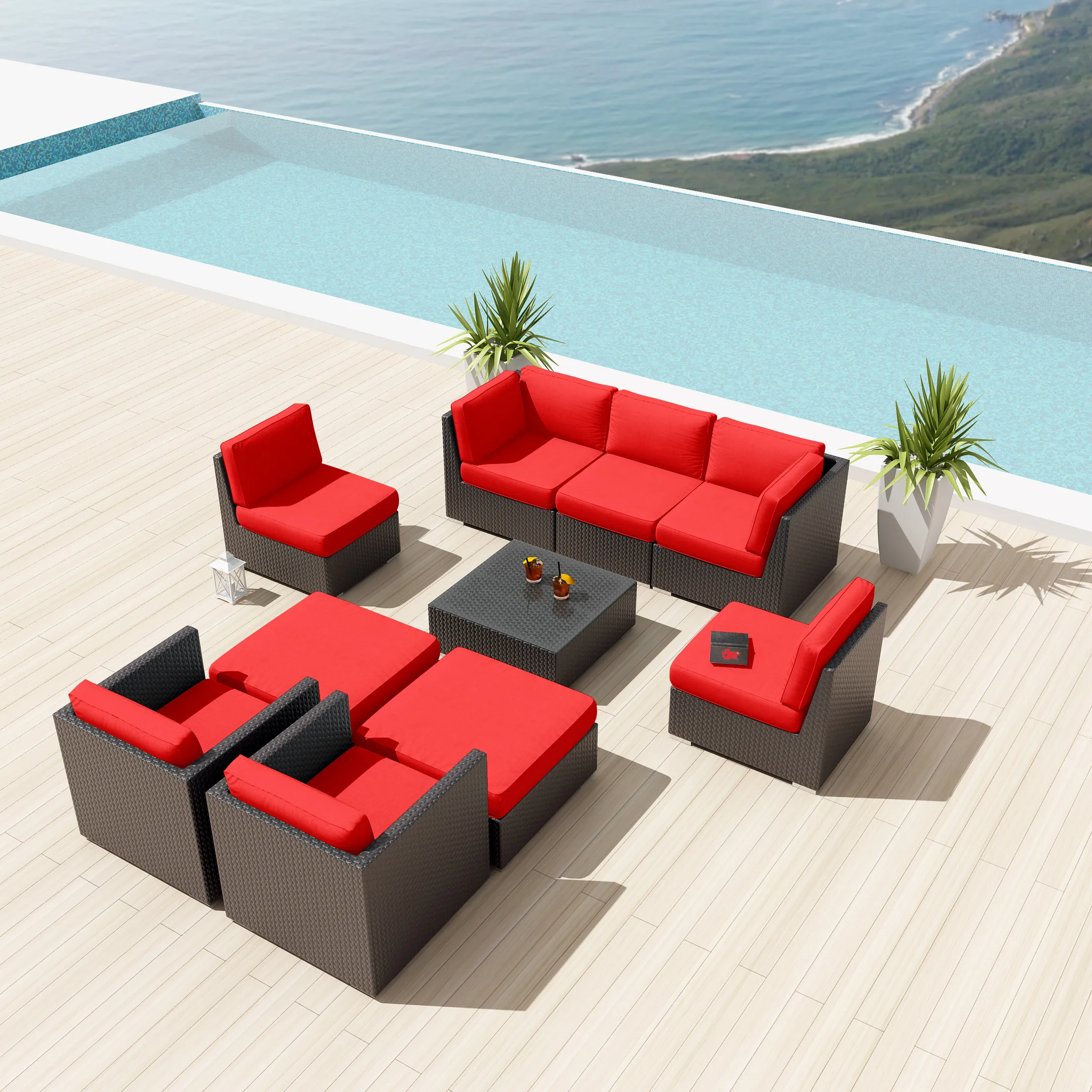 Luxury Villa Patio Summer Lounge Wicker Rattan Furniture Products Set ...