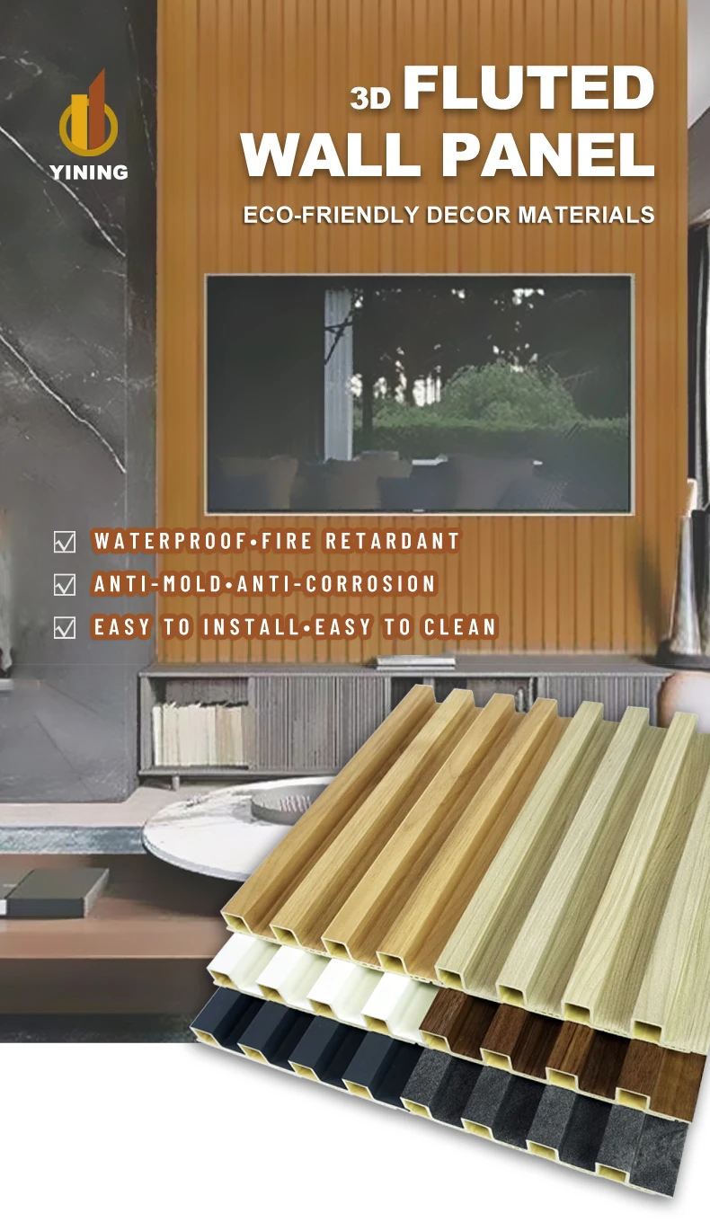 Yining Pvc Fluted Wall Panel For Wall Decor Wpc 3d Colorful Wall Panel ...