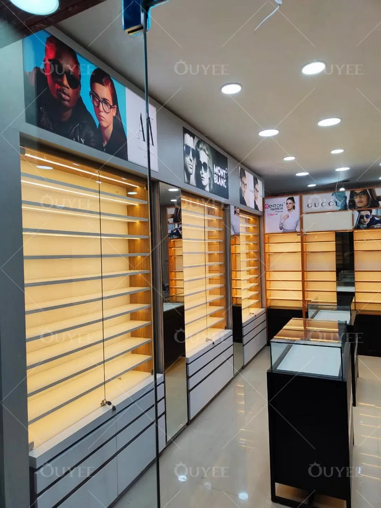 Professional Eyeglass Display Cabinet Showcase Try on Glasses Mirror ...