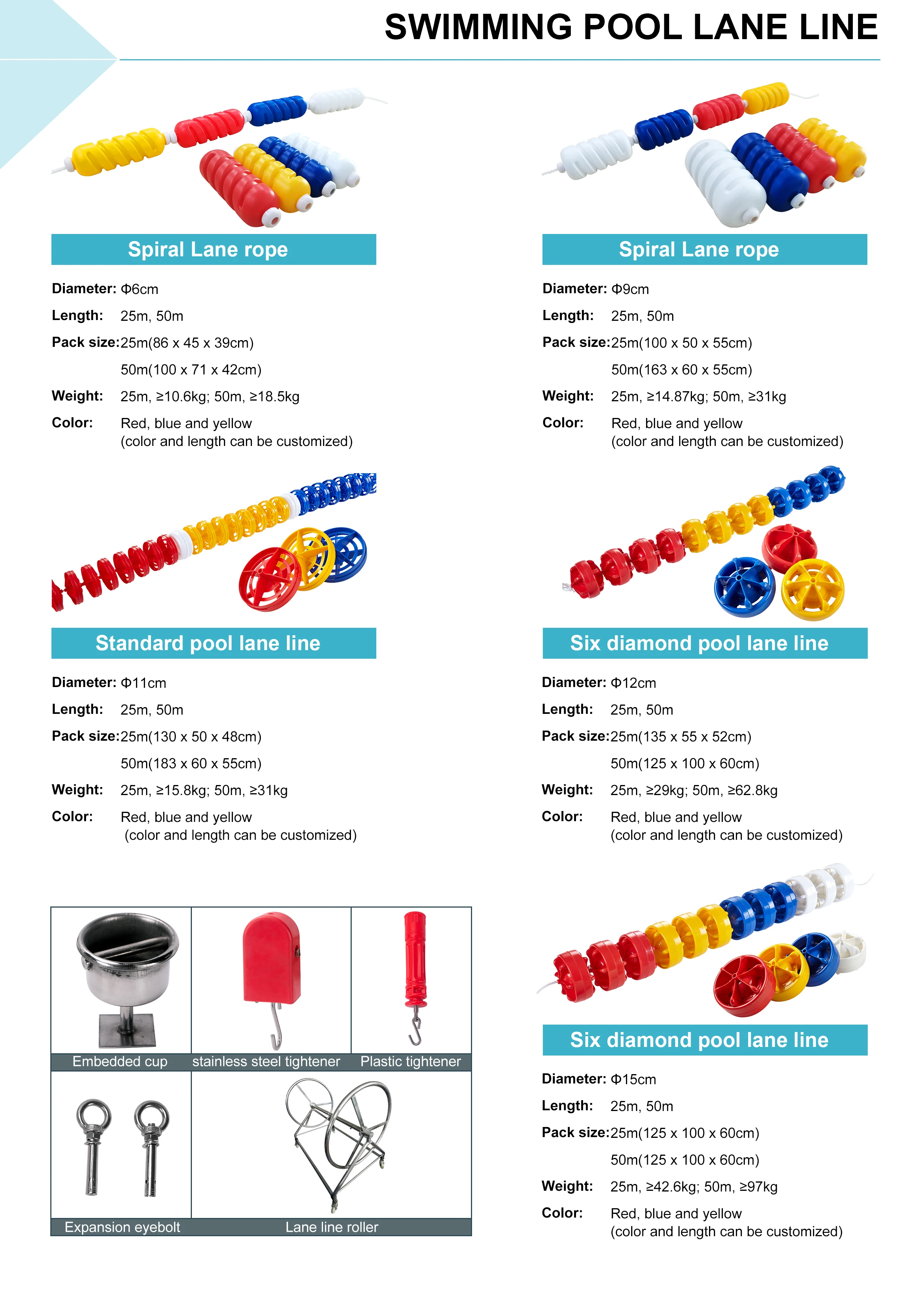 Standard Swimming Pool Floating Lane Rope Line With Hook For ...