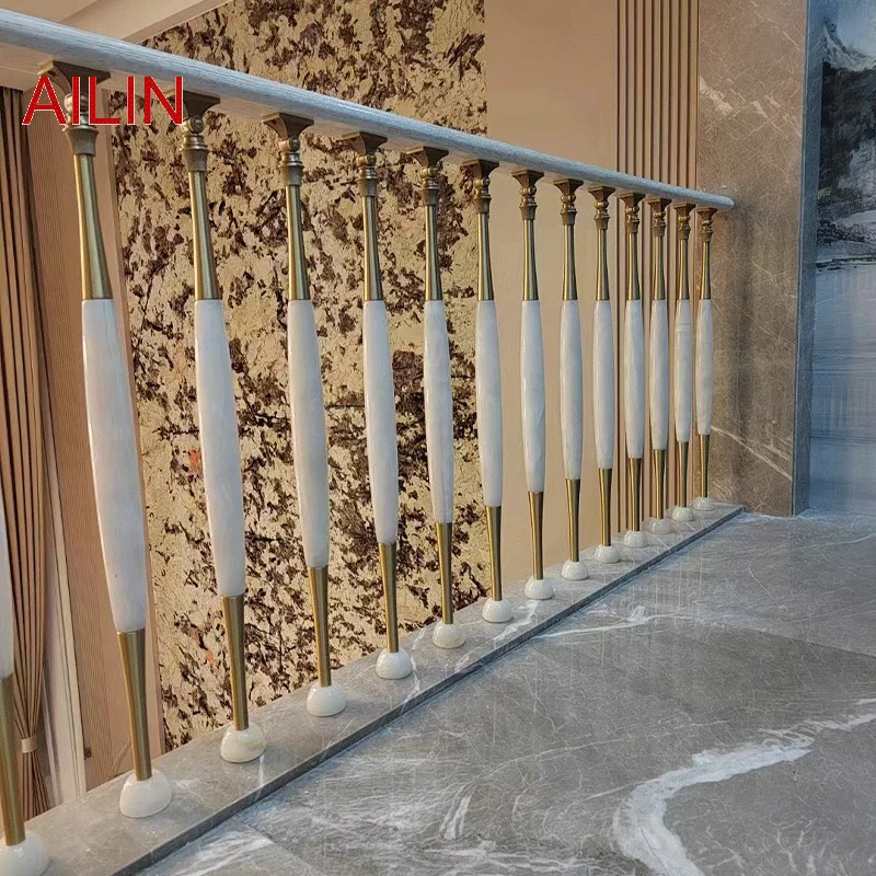 Luxury Natural Stone Stair Railings Aluminum Copper Stair Railings ...