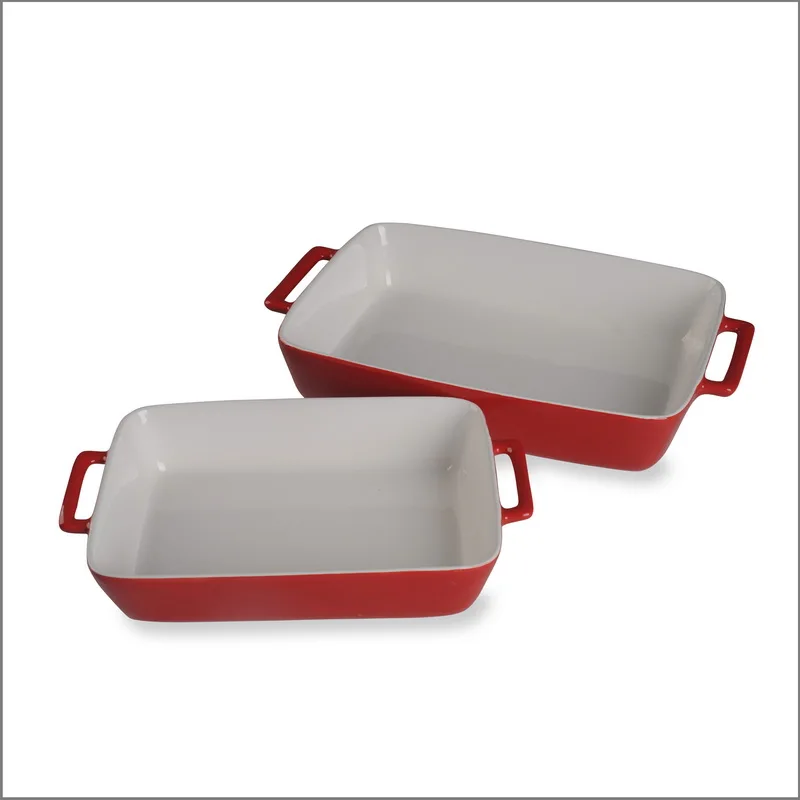 Wholesale Red Rectangle Ceramic Oven Baking Dishes Stoneware Bread ...