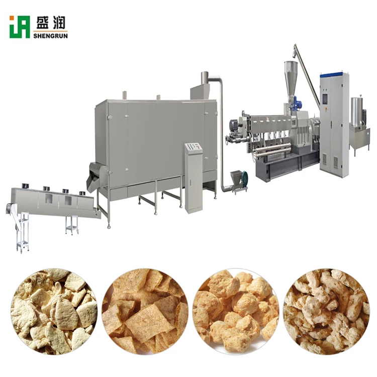 Twin Screw Puffed Soya Chunks Manufacturing Machine Maker Soy Protein ...