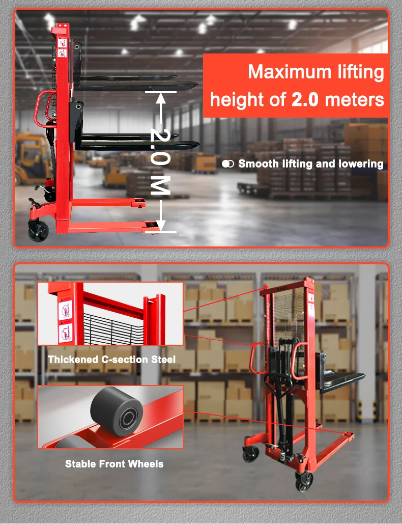 Uni-Silent Heavy Duty 400kg Capacity Manual Pallet Lifting Stacker ...