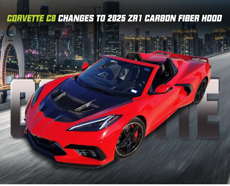 C8 Carbon Fiber Hood for Chevrolet Corvette C8 Modified ZR1 Style ...