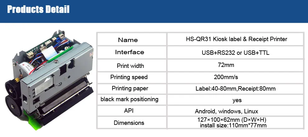 80mm Kiosk Label Printer Pos Receipt Printer Auto Cutter Thermal ...