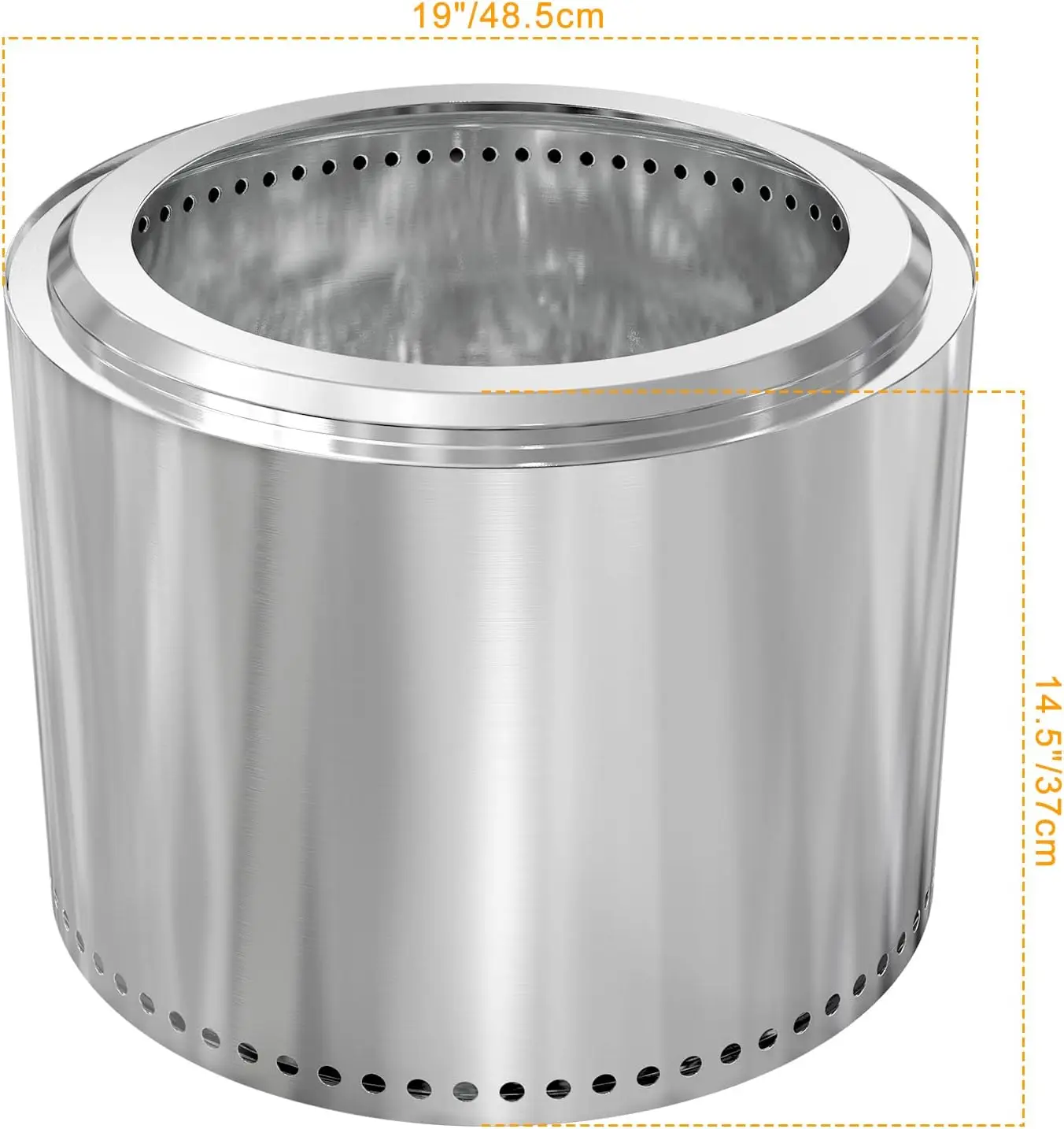 19inch Smokeless Fire Pit 304 Stainless Steel Firepit Outdoor Steel ...