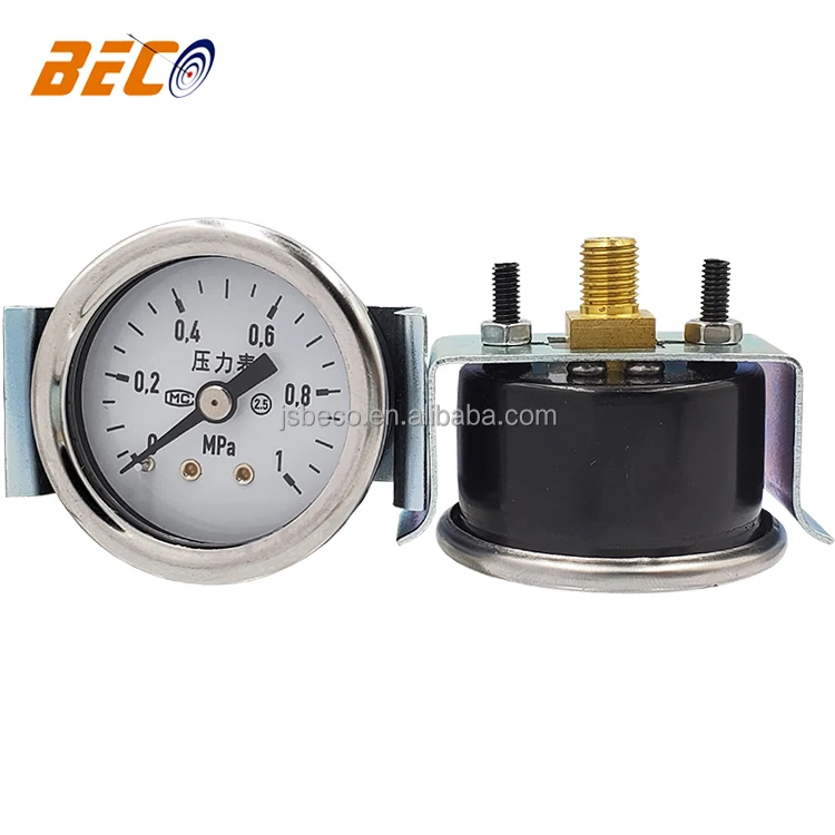 Beco 40mm 1mpa Manometer With U Clamp Bourdon Tube Black Steel Case Gas Mmhg Pressure Gauge ...