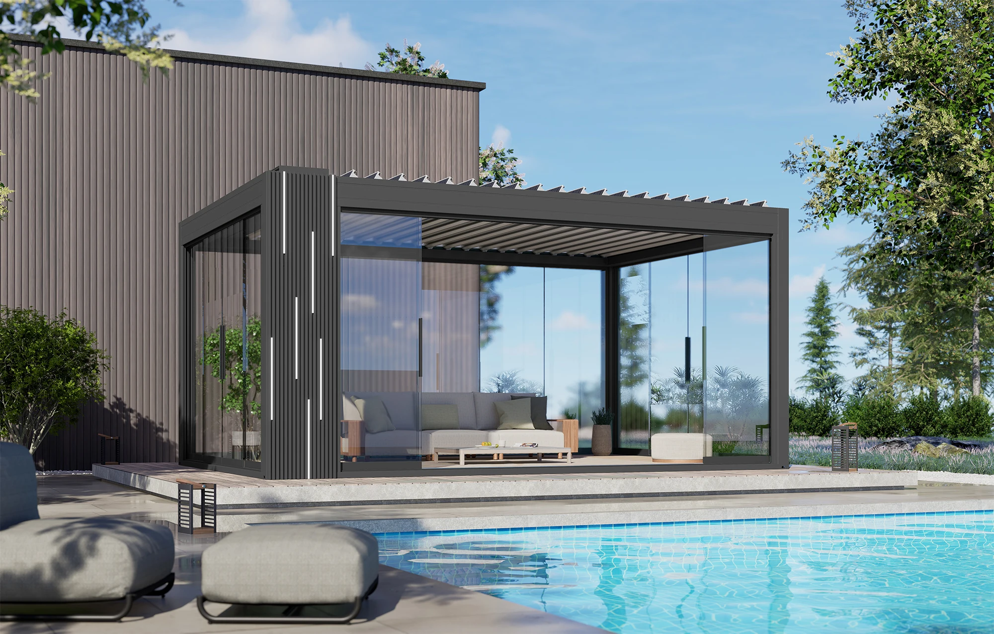 Youya High Standard Solar Powered Bioclimatic Pergola Solar Glass ...