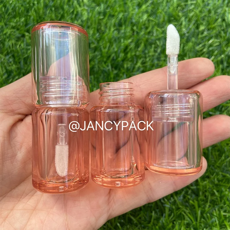 3.5ml Full Clear Orange Cute Small Round Lip Gloss Containers Packaging ...