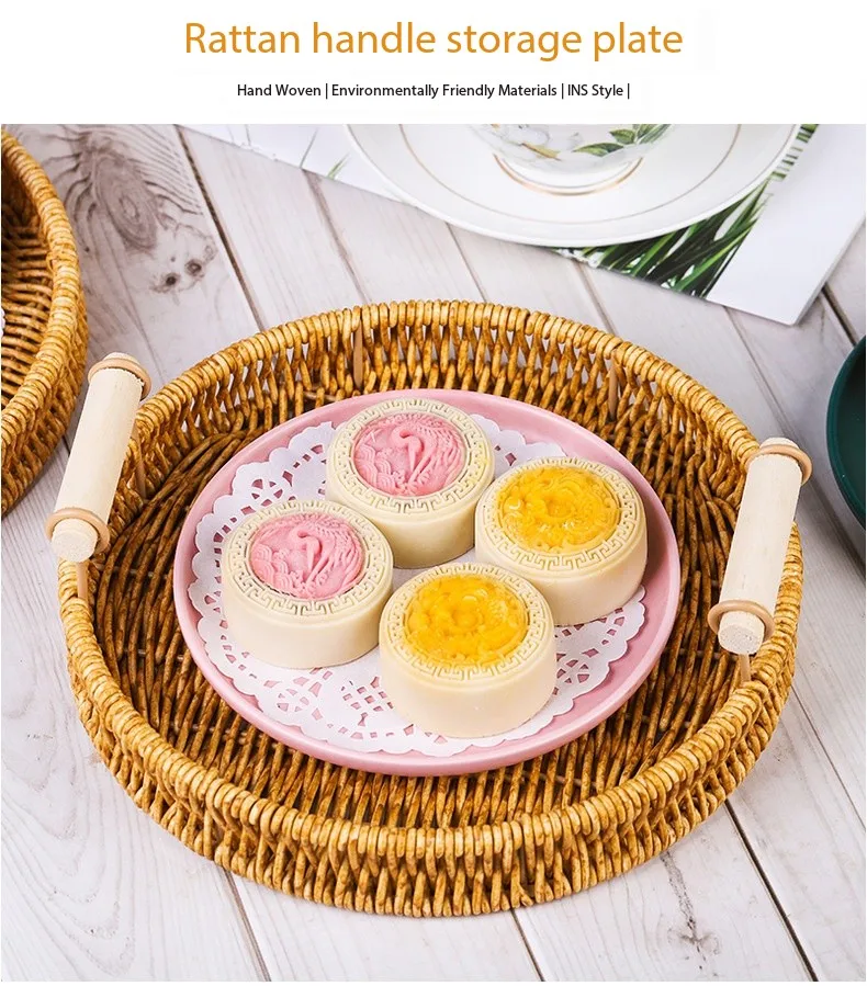 Eco Friendly Natural Rattan Serving Dry Fruit Tray Handmade Woven Food ...