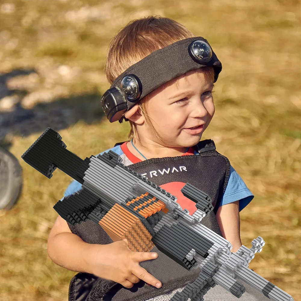 2440 Pcs Children M249 Squad Automatic Weapon Kids Toy Bb Funhouse Combat Commander Diy Rifle ...