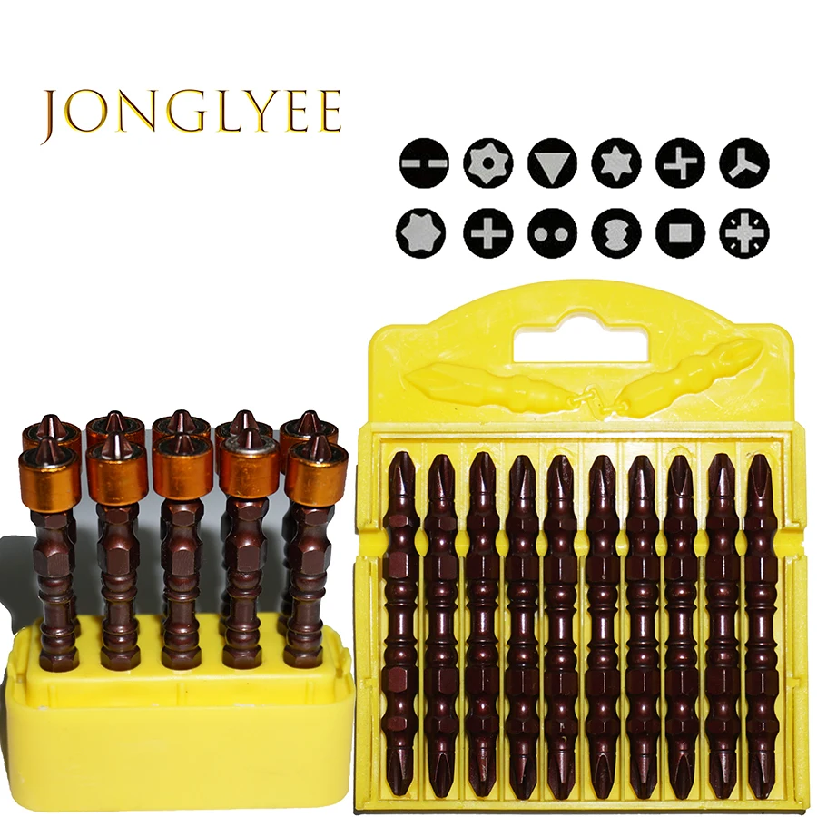 Jonglyee 6.35mm*65mm Screwdriver Bits Set With Magnetic Ph2 Head S2 ...