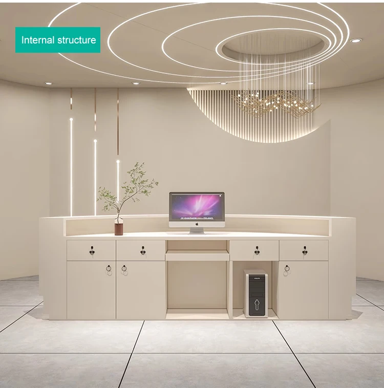 Minimalist Curved Reception Desk For Office Clinic Beauty Salon ...