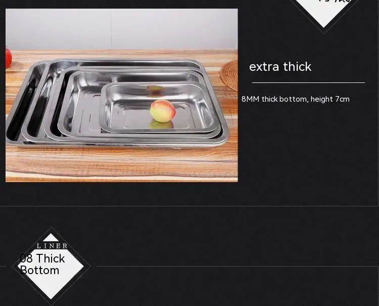 Stainless Steel square Food Tray Chinese Daily Food Tray, Baking Tray ...