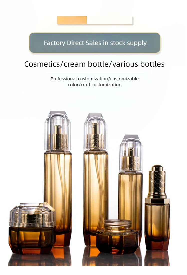 Luxury Glass Skincare Kit Packaging 30ml 40ml 60ml 80ml 100ml 120ml Custom Cosmetic Lotion Serum ...
