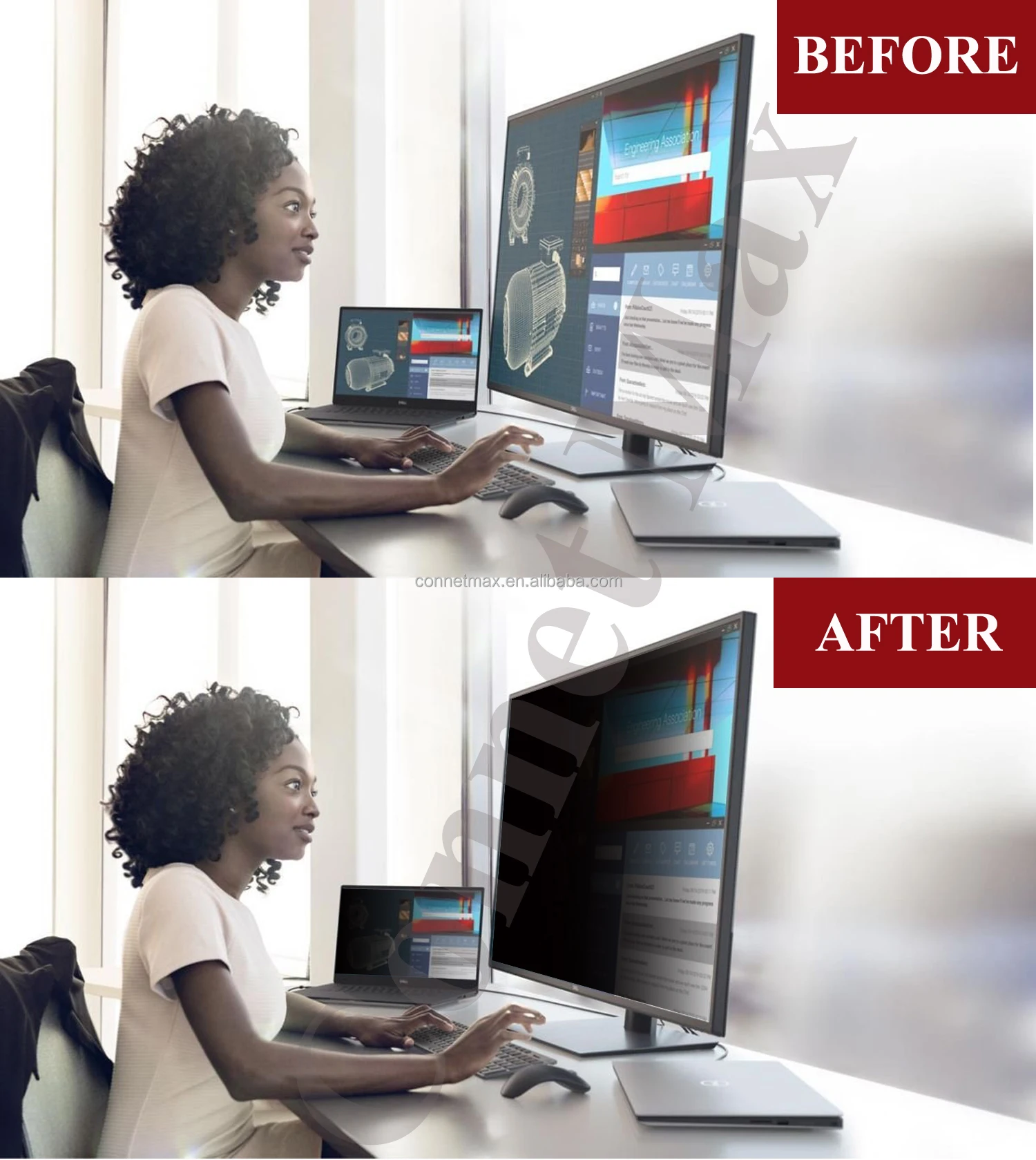 Anti-Glare Black / Gold Laptop Privacy Filter Anti-Spy Screen Protector ...