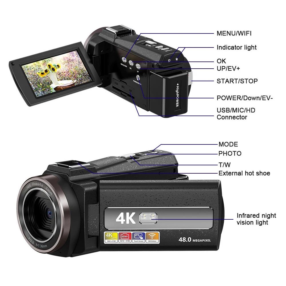 Professional Film Camara 4k Video Camera Camrecorder Professional ...