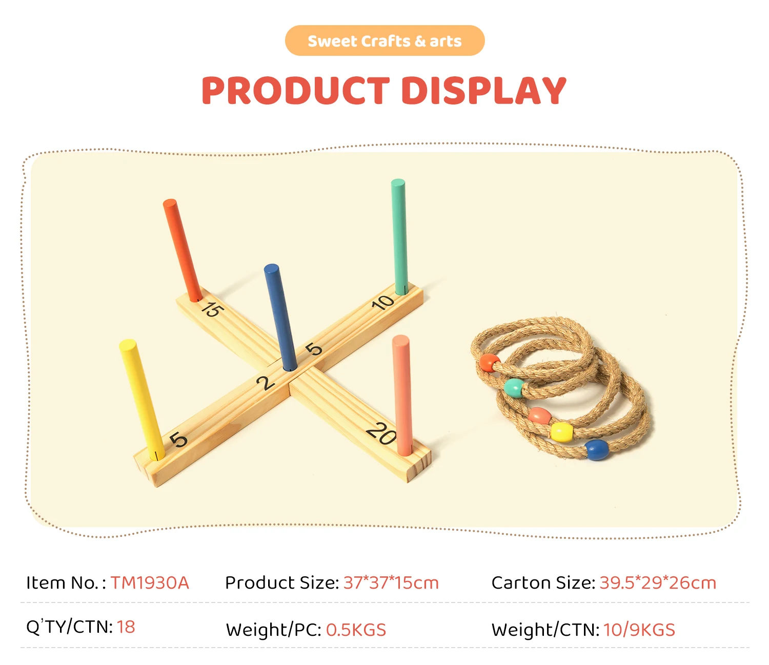 Custom Backyard Indoor Wooden Throw 5 Ropes Ring Toss Game Set For ...