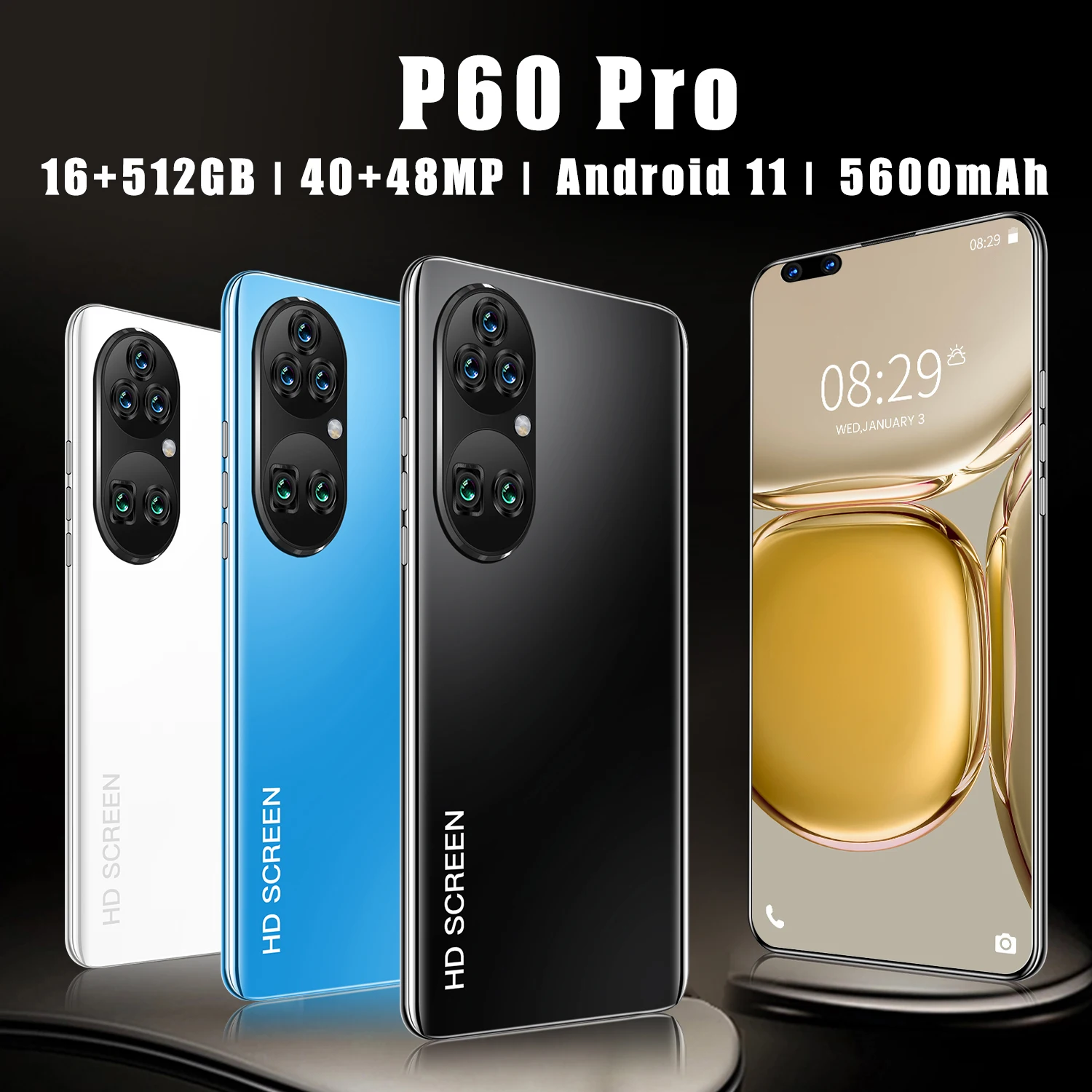 New P60 Pro 7.8 Inch 10 Core Smart Phone 16gb+512gb 4k Hd Gps ...