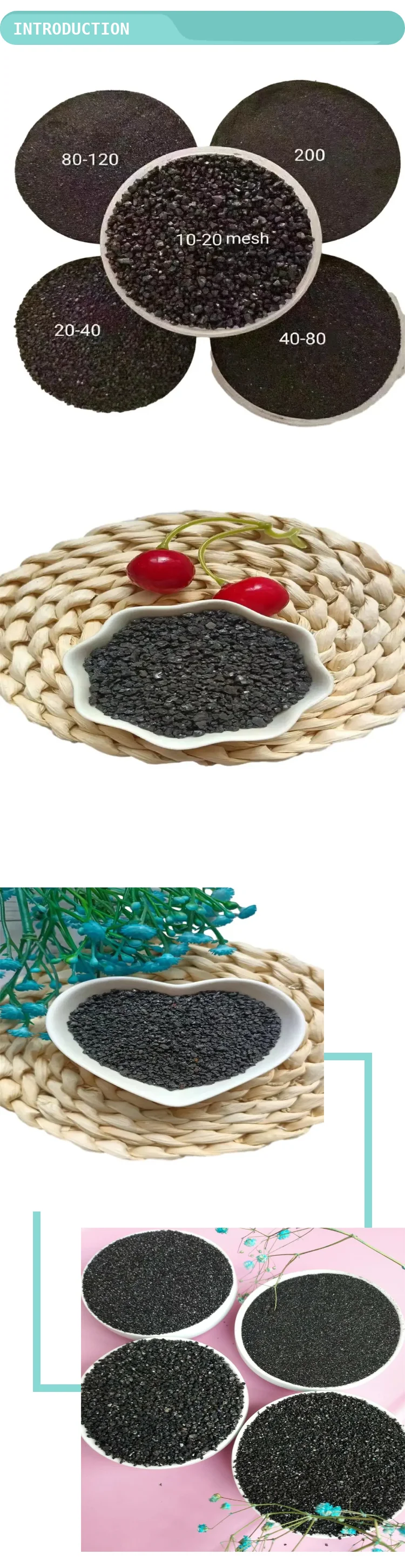 Natural Black Emery Sand Silicon Carbide For Abrasive Paper Essential ...