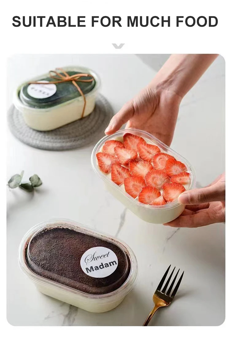Transparent Oval Pet Plastic 500ml Tiramisu Dessert Container Pastry ...