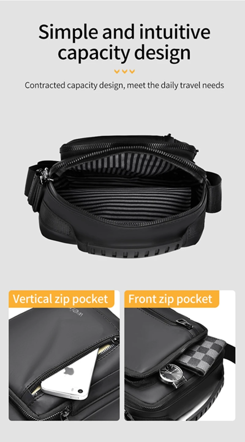 Morral Bandolera de Cuero para Hombre Weixier Impermeable Negro Mate GENERICO | falabella.com