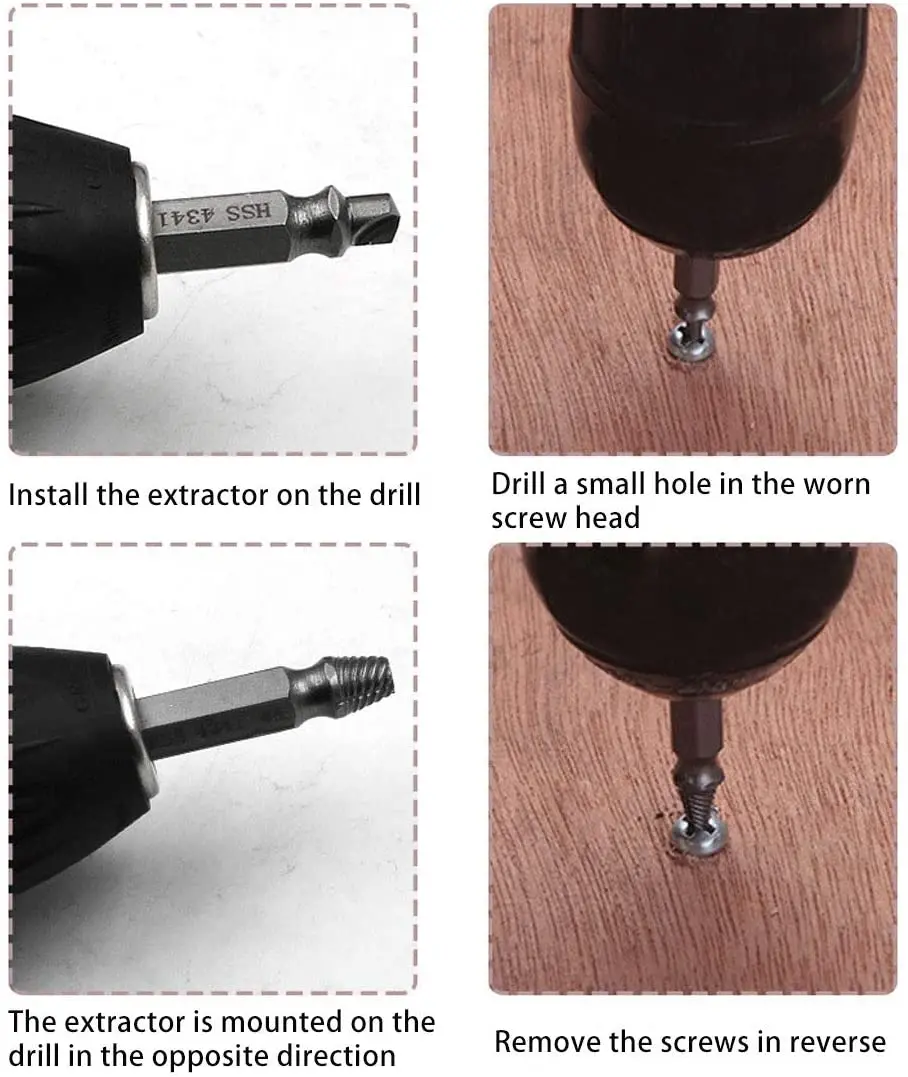 Hss 4341 6pc Damaged Screw Extractor Drill Bit Guide Broken Bolt Stud ...