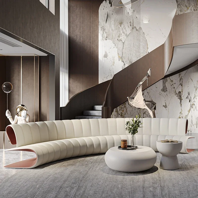 Modern Hotel Luxury Curved Leather Sofa Club Hotel Leather Sofa Set ...