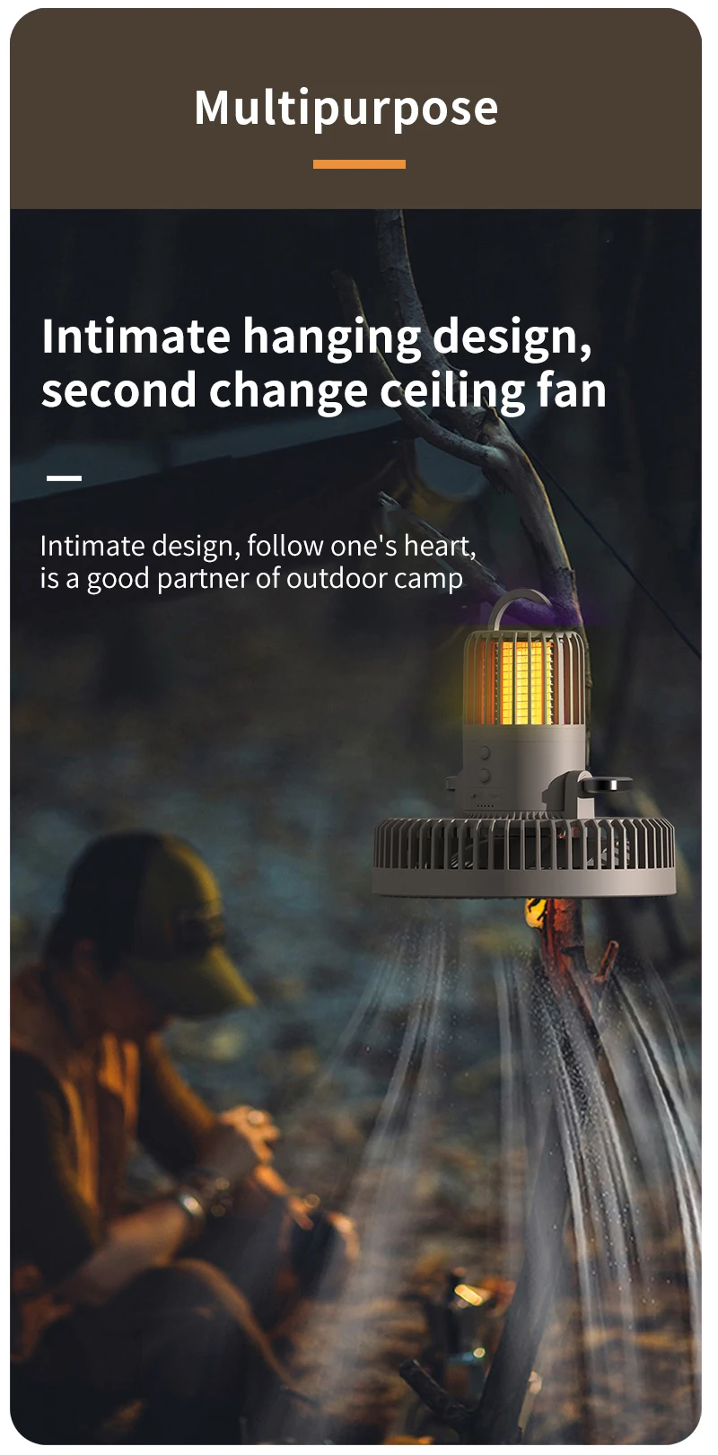 2023 New Outdoor Mosquito Fan Small Portable Detachable Led Hanging ...
