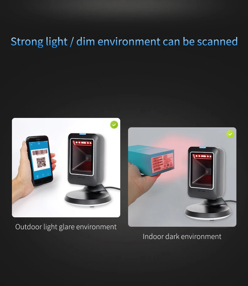 2D Barcode QR Code Desktop Scanner Table 1D Reader Supermarket Barcode ...